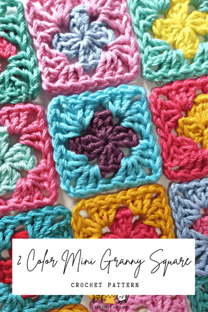 Two-Color Mini Granny Square Crochet Pattern – Crochet Cats